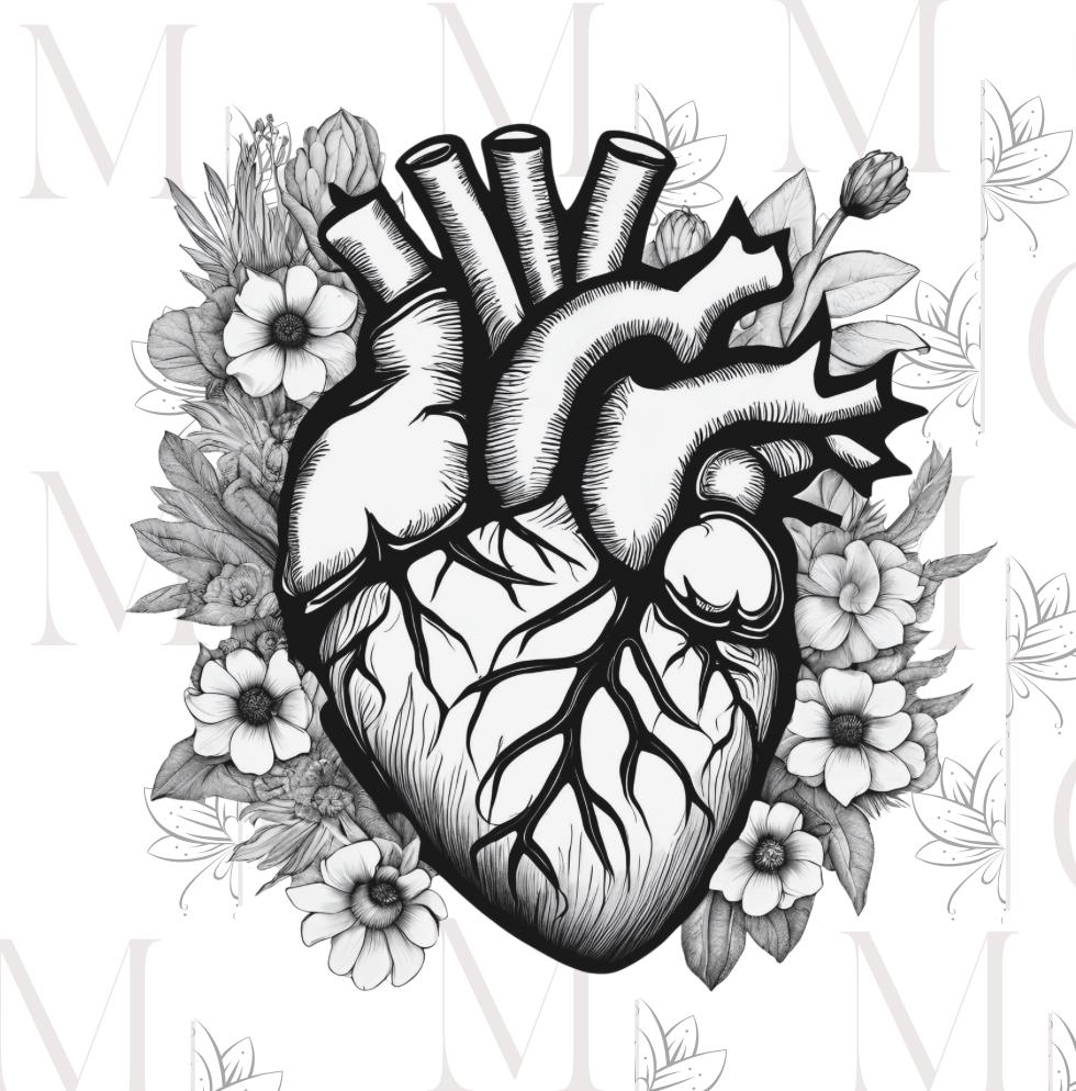 Anatomical Floral Heart Black Png, Anatomy, Heart Structure, Cvicu ...