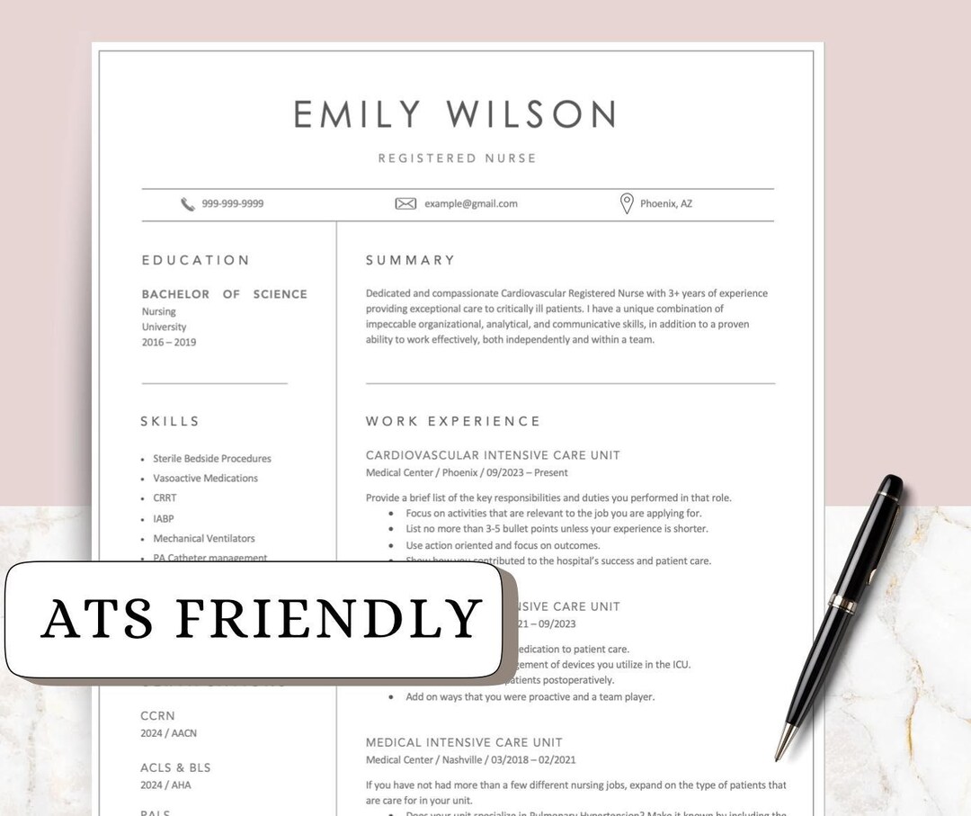 ATS Friendly Resume Template Word, Pages, Google Docs, ATS Resume, ATS ...
