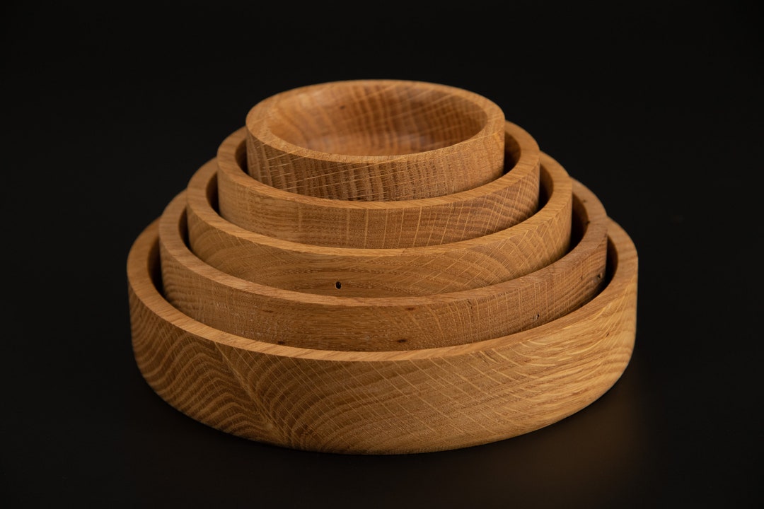 Nesting Ash Wood Tray Set: 5 Circular Trays 4 to - Etsy