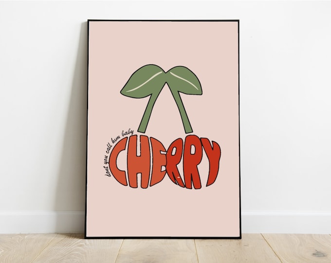 Cherry Love: Sweet Cherry Illustration Poster, Cherry Poster, Fruit ...