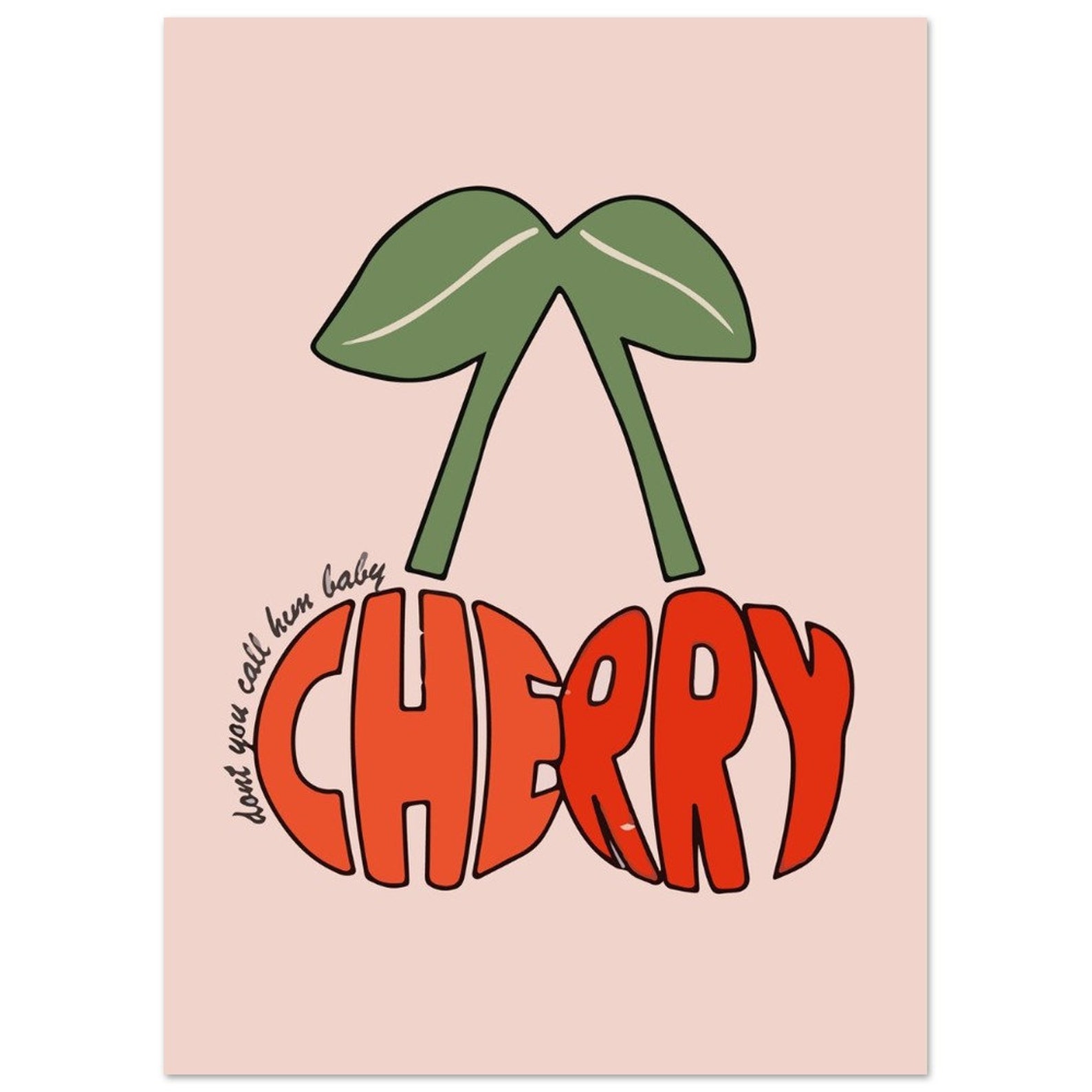 Cherry Love: Sweet Cherry Illustration Poster, Cherry Poster, Fruit Poster, Text Poster, Fun ...