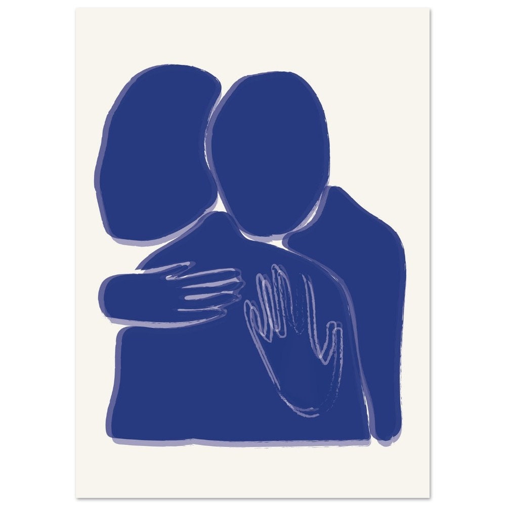 Embrace the Warmth of Connection With Our 'blue Hug' Abstract Postera ...