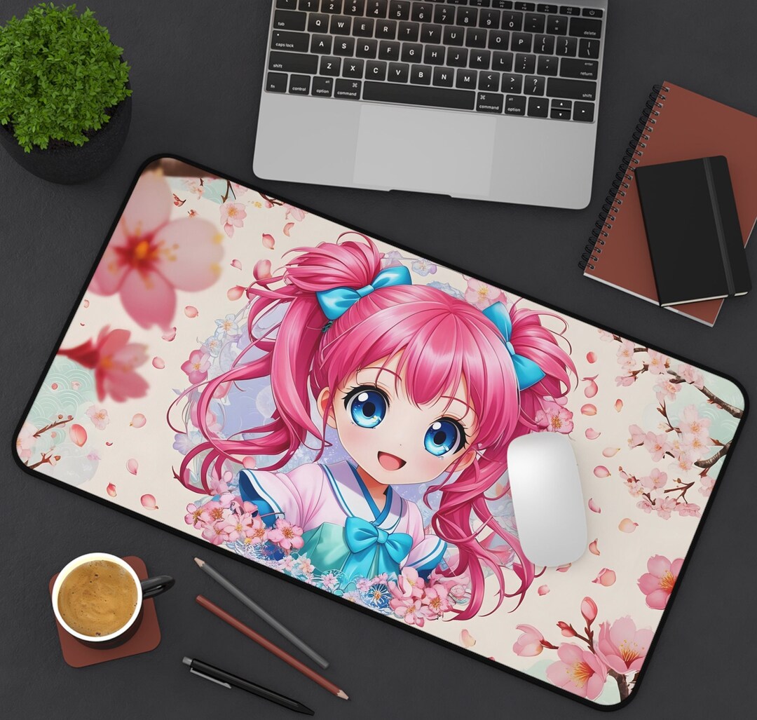Waifu Desk Mat, Kawaii Desk Mat, Japanese Desk Mat, Lofi Desk Mat, Desk ...
