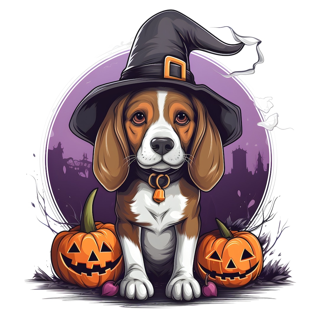 Halloween Beagle Clipart, 12 Jpgs, Watercolor Beagle, Cute Halloween ...