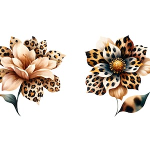 Watercolor Leopard Print Flower Clipart: Elegant PNG Design (digital ...