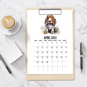 Dog Calendar 2024, Printable Calendar, Puppy Calendar, Monday and ...