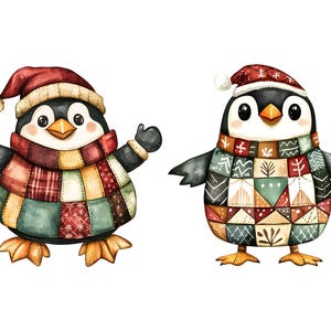 Christmas Penguin Clipart, 14 JPG, Whimsical Xmas Clip Art, Paper ...