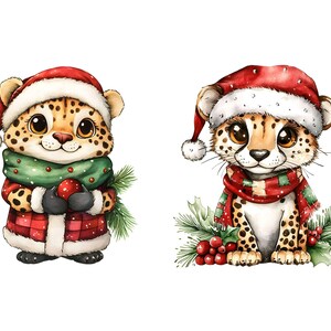 Christmas Cheetah Clipart, 14 JPG, Whimsical Xmas Clip Art, Paper ...