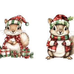 Christmas Squirrel Clipart, 14 JPG, Whimsical Xmas Clip Art, Paper ...