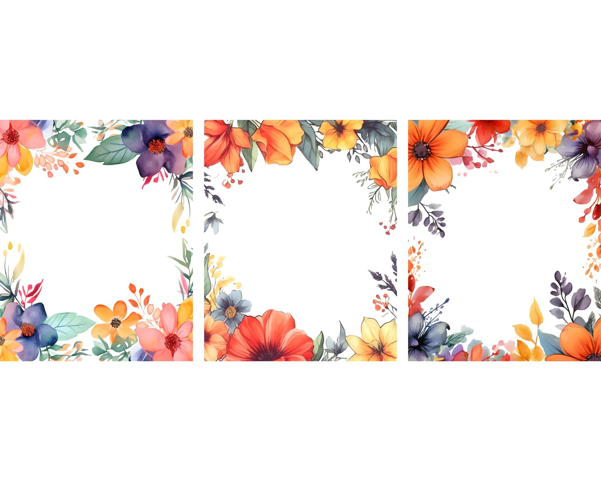 Flower Border Clipart, 50 PNG, Flower Bundle, Flower Frame, Flower Clip ...