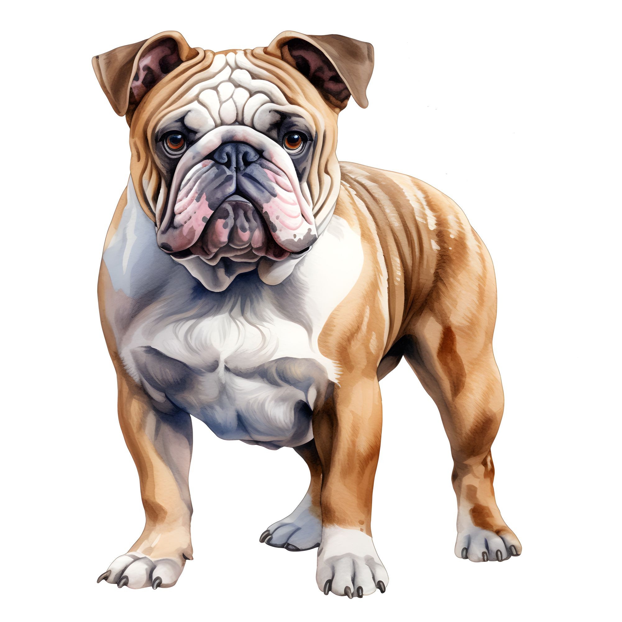 Bulldog Clipart, 18 Jpgs, Watercolor Bulldog, Bulldog Clip Art ...