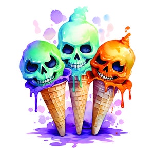 Halloween Ice Cream Clipart, 20 Jpgs, Watercolor Ice Cream, Halloween ...