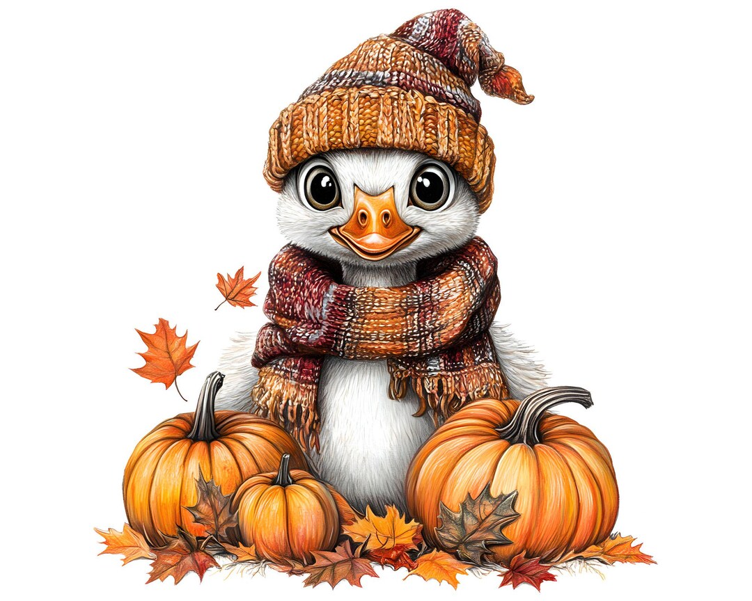 Autumn Goose Clipart, 14 JPG, Cute Fall Clip Art, Paper Crafting, Card ...