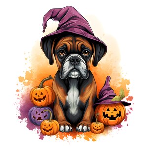 Halloween Boxer Clipart, 12 Jpgs, Watercolor Boxer, Watercolor ...