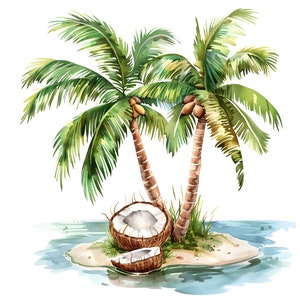 Watercolor Palm Tree Clipart: Tropical Beach Art (digital Download) - Etsy
