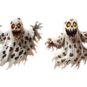 Spooky Halloween Leopard Ghost Clipart, 14 PNG, Sublimation Clip Art ...