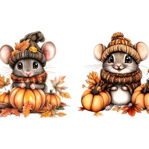 Autumn Mouse Clipart, 14 JPG, Cute Mouse Fall Clip Art, Paper Crafting ...