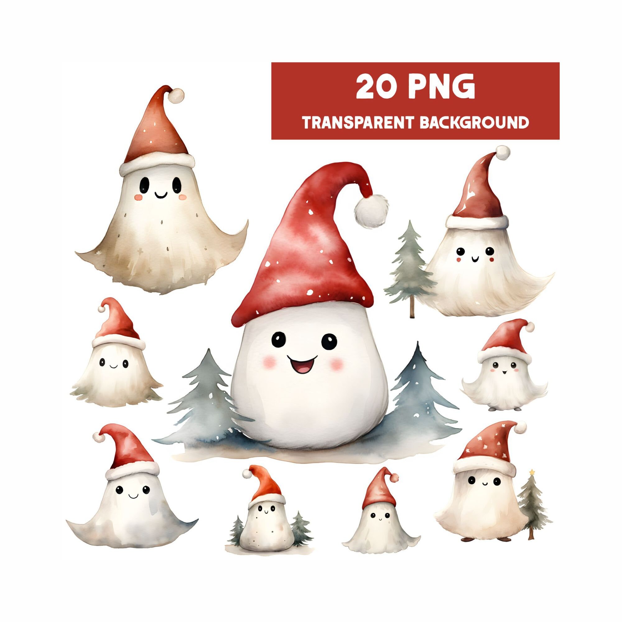 Santa Ghost Clipart Ghost Png Cute Ghost Png Christmas - Etsy
