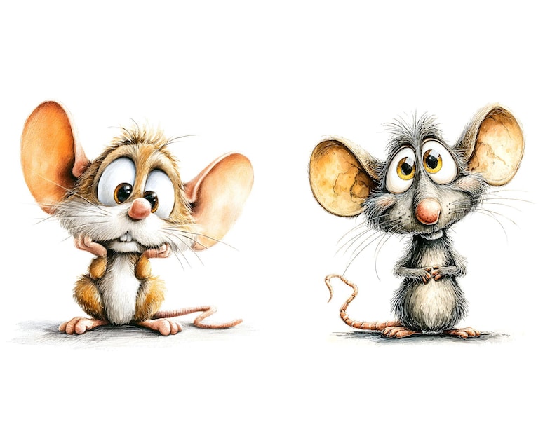 Funny Mouse Watercolor Clipart: Whimsical Animal Art (digital Download ...