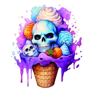 Halloween Ice Cream Clipart, 20 Jpgs, Watercolor Ice Cream, Halloween ...