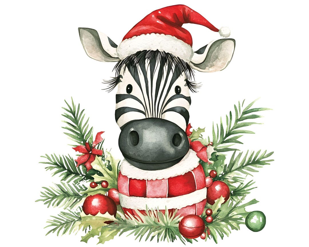 Christmas Zebra Clipart, 14 JPG, Whimsical Xmas Clip Art, Paper Crafts ...