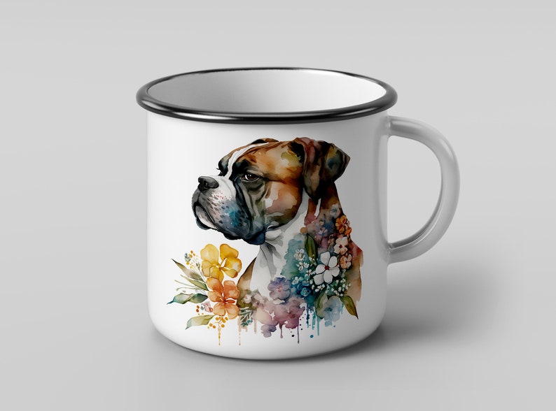 Set of 12 Boxer Clipart, Spring Boxer Dog With Flowers, Watercolor ...