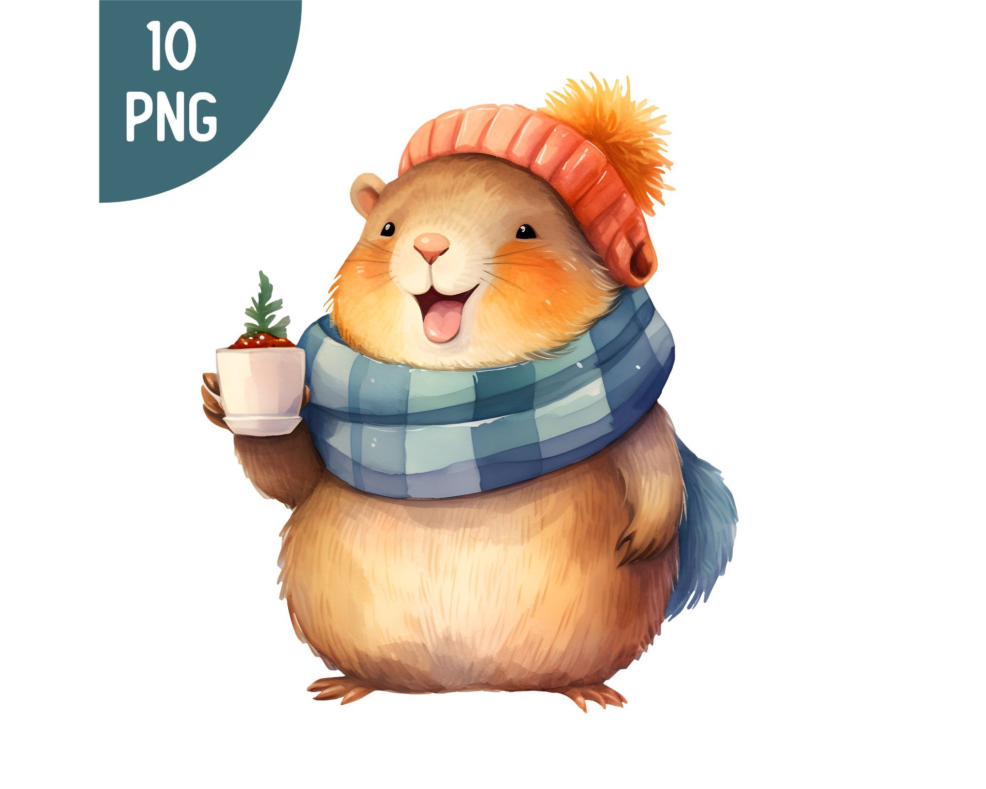 Winter Capybara Clipart, 10 PNG, Winter Clipart, Animal Clipart, Animal ...
