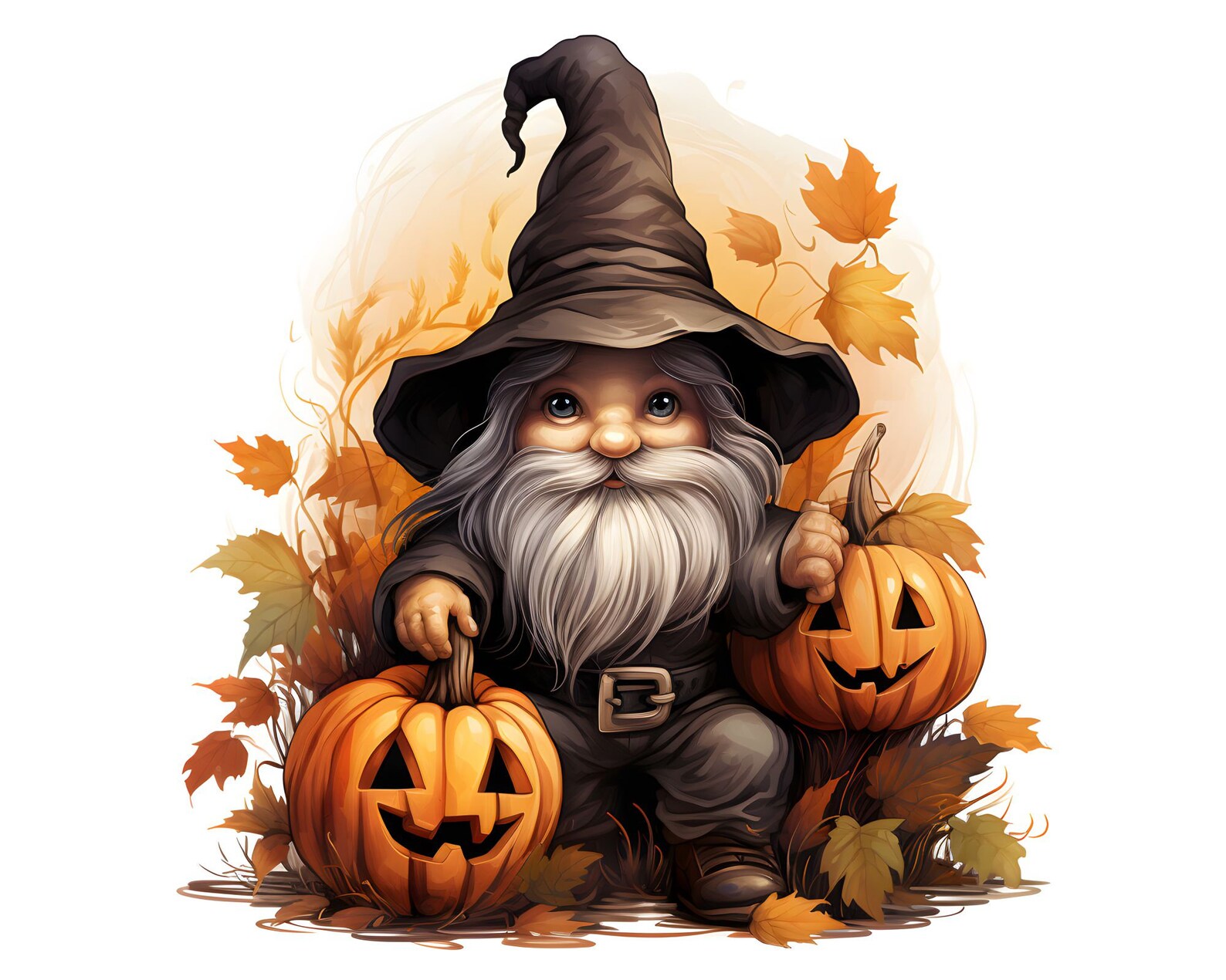 Watercolor Halloween Gnome Clipart, 16 JPG, Witch Gnome, Watercolor ...