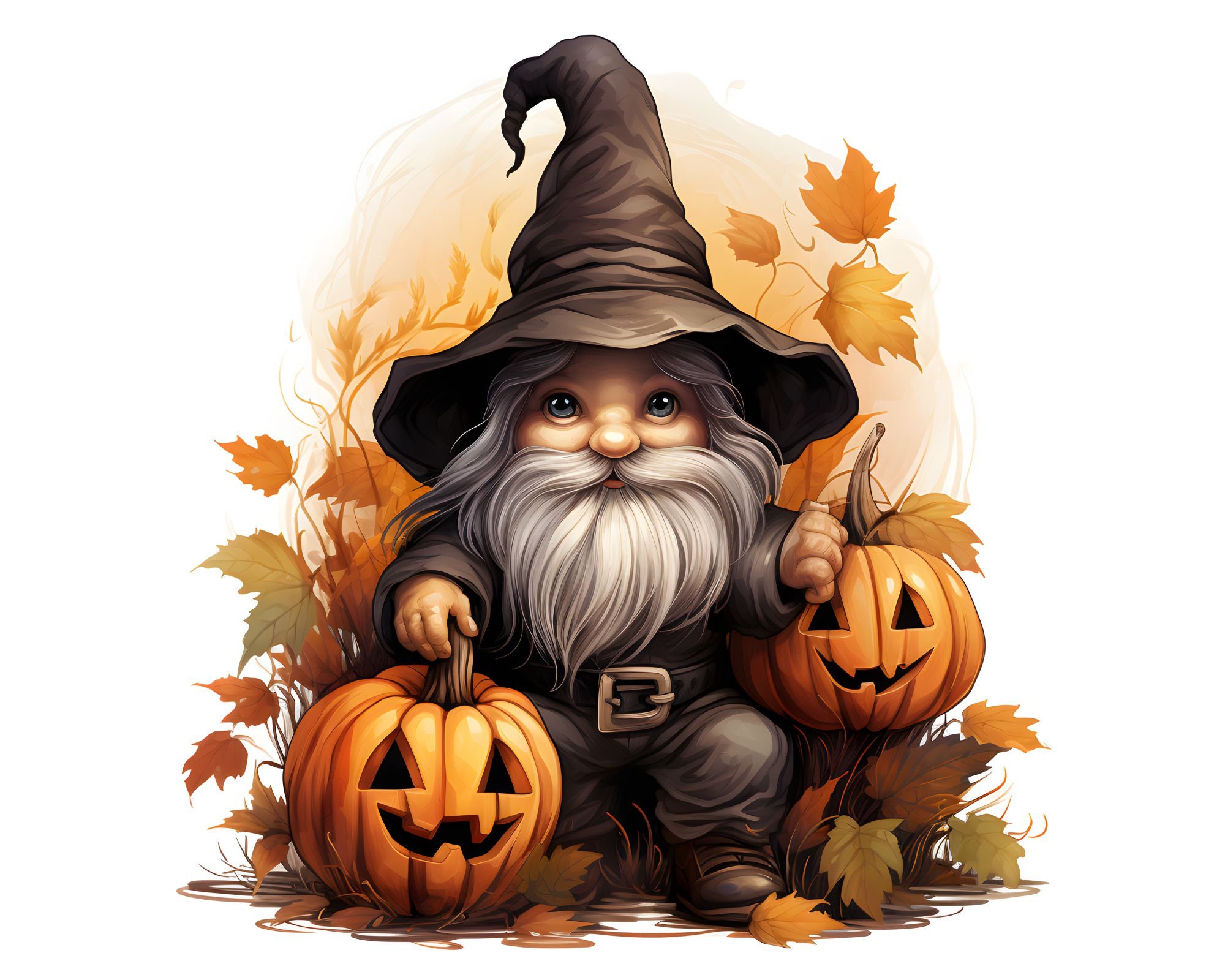 Watercolor Halloween Gnome Clipart, 16 JPG, Witch Gnome, Watercolor ...