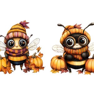 Autumn Bee Clipart, 14 JPG, Cute Fall Clip Art, Paper Crafting, Card ...