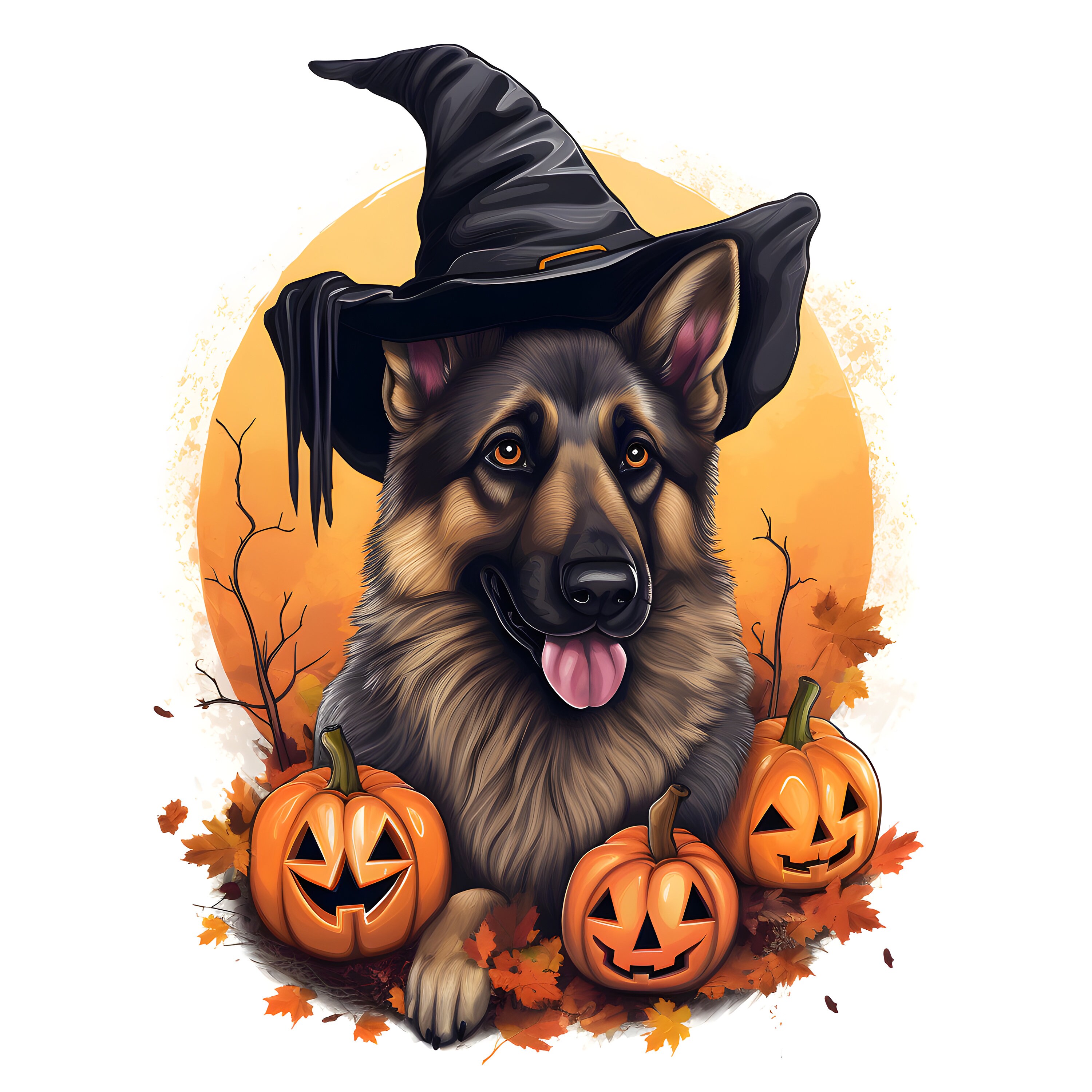 Halloween German Shepherd Clipart, 12 Jpgs, Watercolor Halloween, Cute ...