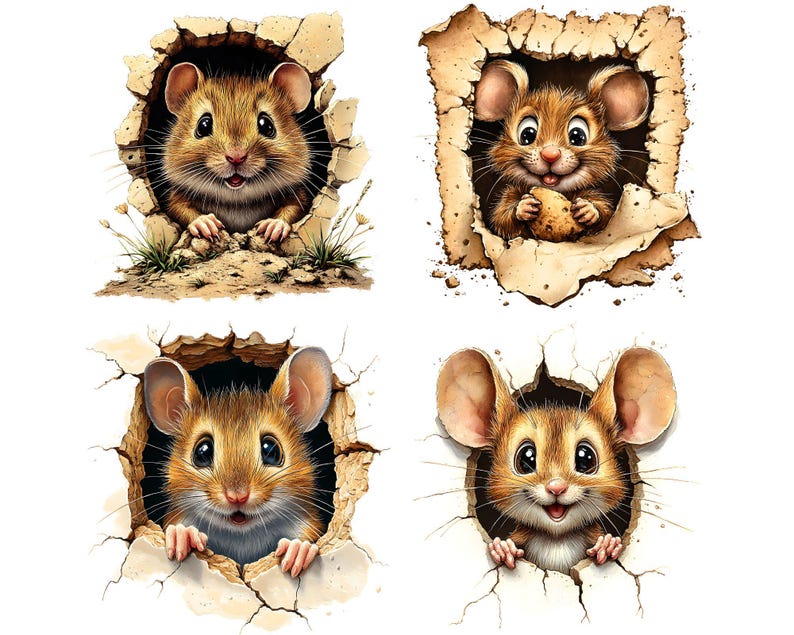 Mouse Hole Clipart, Funny Sticker Graphics (digital Download) - Etsy