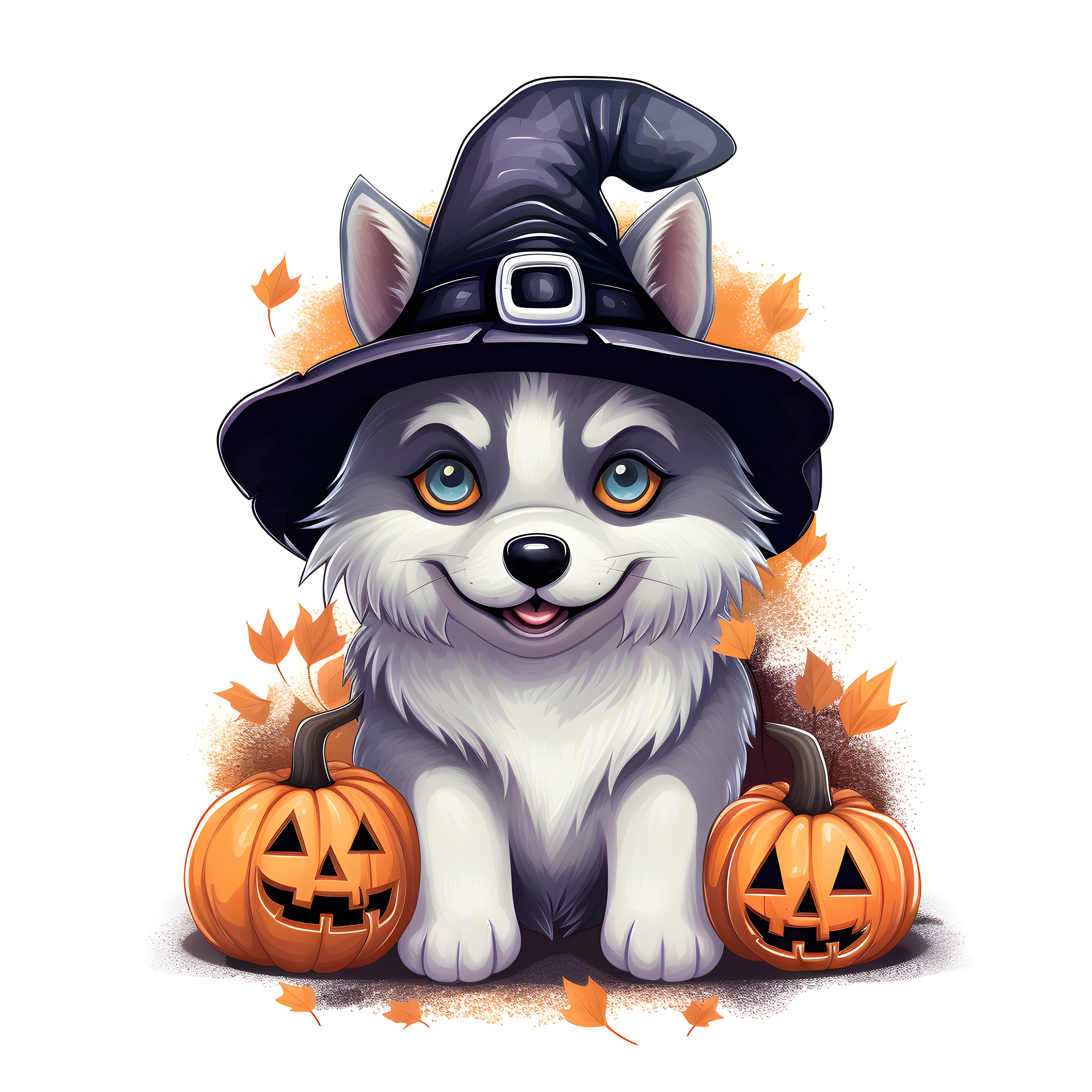 Halloween Siberian Husky Clipart 12 Jpgs Watercolor - Etsy