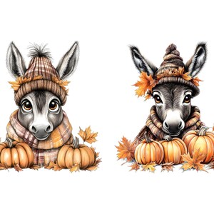 Autumn Donkey Clipart, 14 JPG, Cute Fall Clip Art, Paper Crafting, Card ...