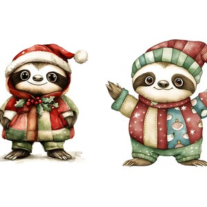 Christmas Sloth Clipart, 14 JPG, Whimsical Xmas Clip Art, Paper Crafts ...