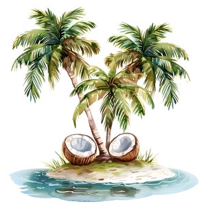 Watercolor Palm Tree Clipart: Tropical Beach Art (digital Download) - Etsy
