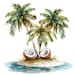 Palm Tree With Coconut Clipart, 12 JPG, Watercolor Tropical Clip Art ...