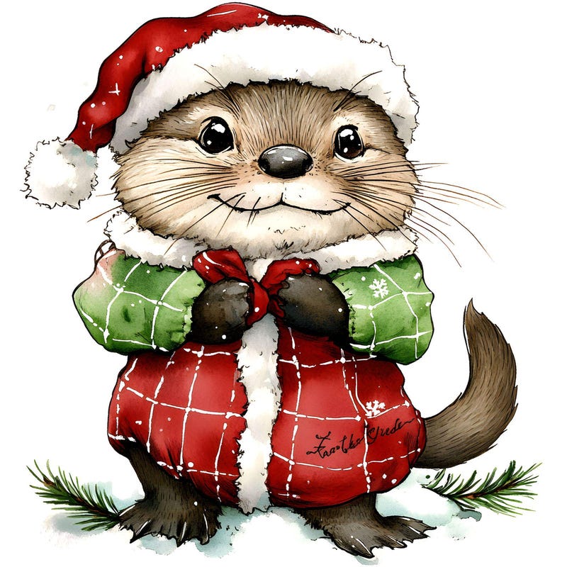 Christmas Otter - Etsy