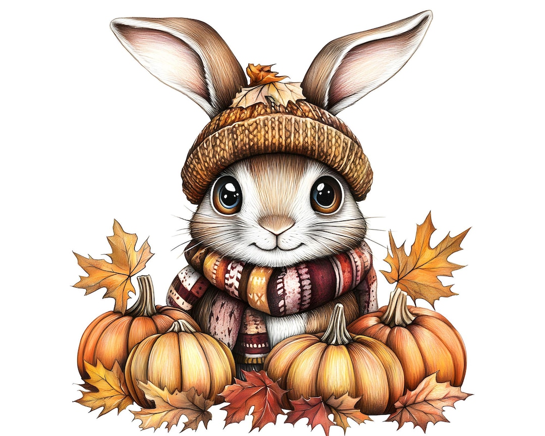 Autumn Bunny Clipart, 14 JPG, Cute Fall Clip Art, Paper Crafting, Card ...