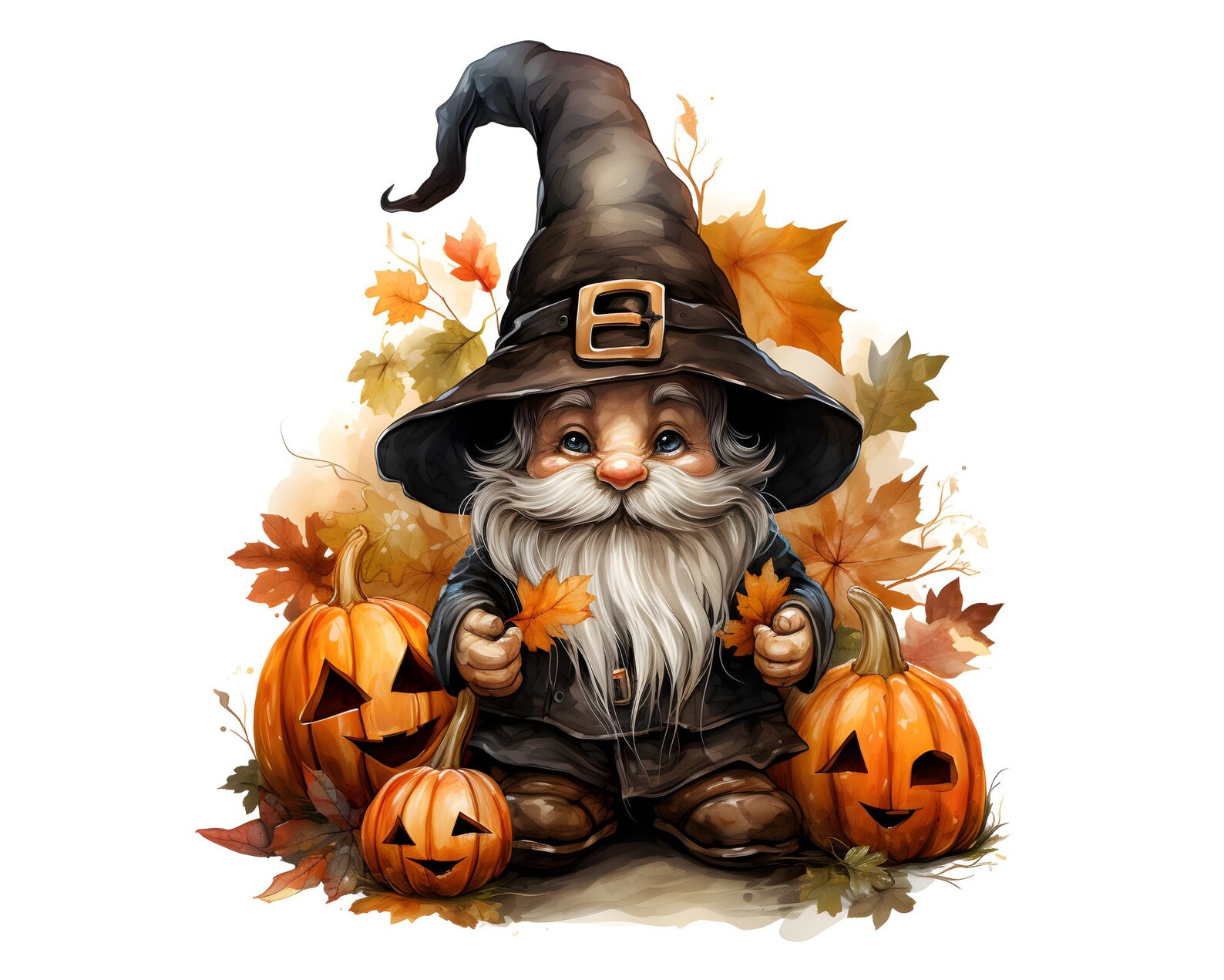 Watercolor Halloween Gnome Clipart 16 JPG Witch Gnome - Etsy
