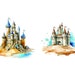 Sandcastle Clipart, 12 Jpgs, Sand Castle Clipart, Watercolor Beach ...