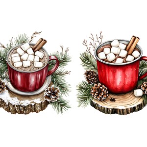Christmas Hot Chocolate Clipart: Festive Cocoa JPG Images (digital ...