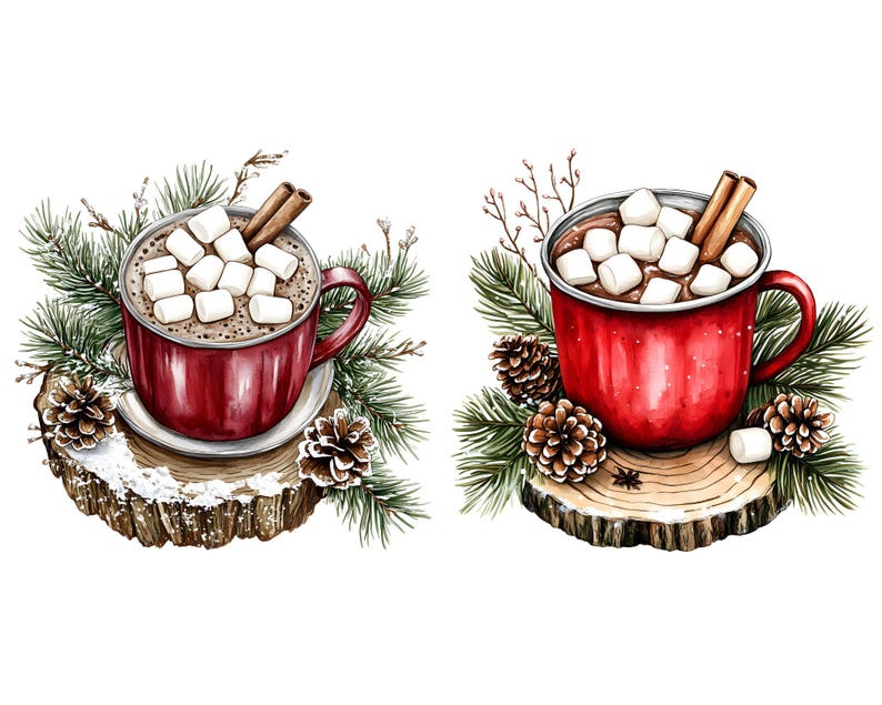 Christmas Hot Chocolate Clipart: Festive Cocoa JPG Images (digital ...