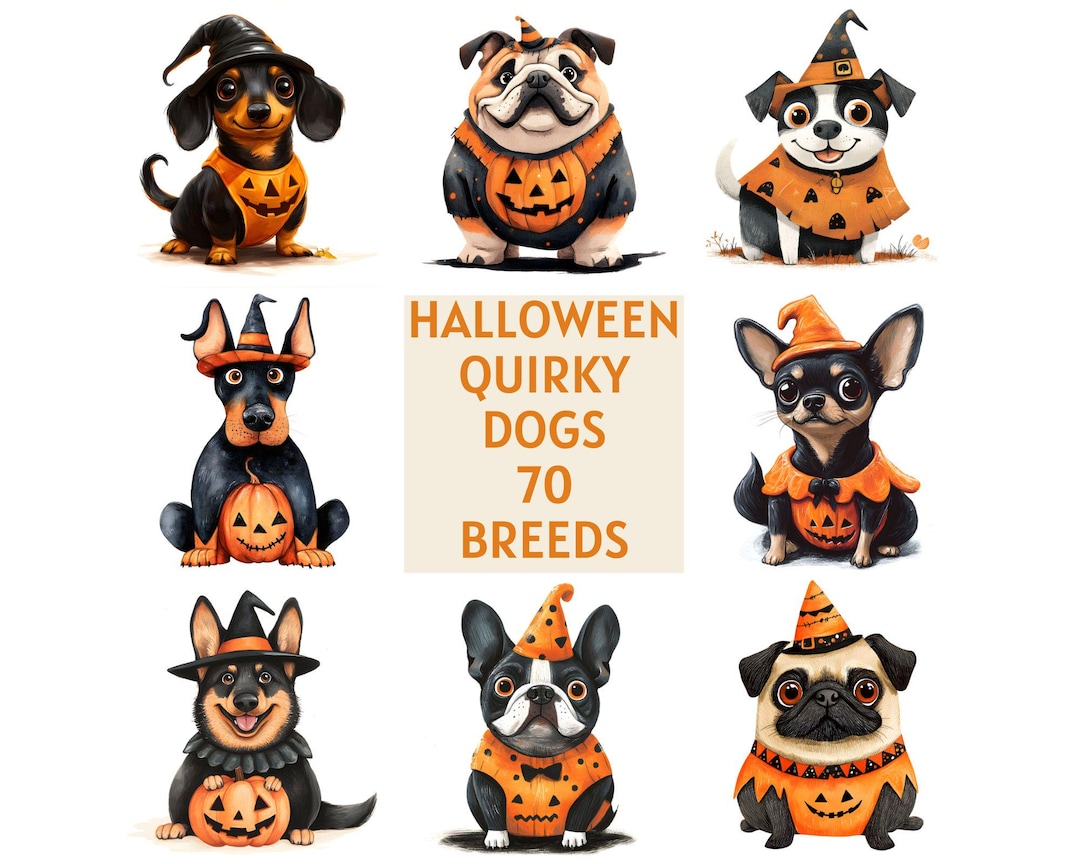 Halloween Dogs Clipart: 70 Funny Dog Images (digital Download) - Etsy
