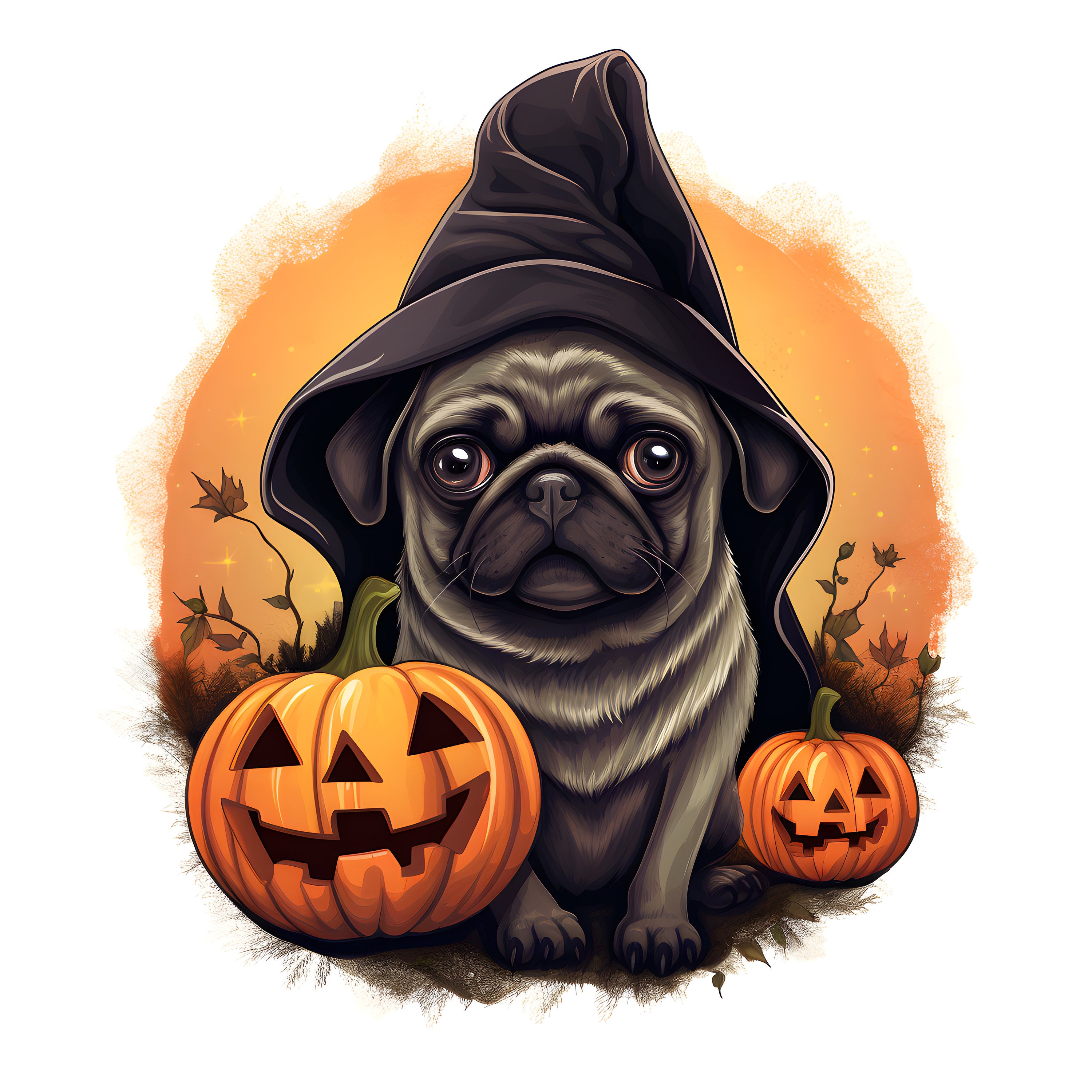 Halloween Pug Clipart 12 Jpgs Watercolor Pug Watercolor - Etsy