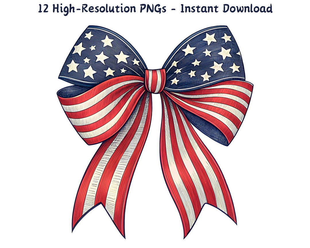 Patriotic Bow Clipart With American Flag Design | 4th of July ...