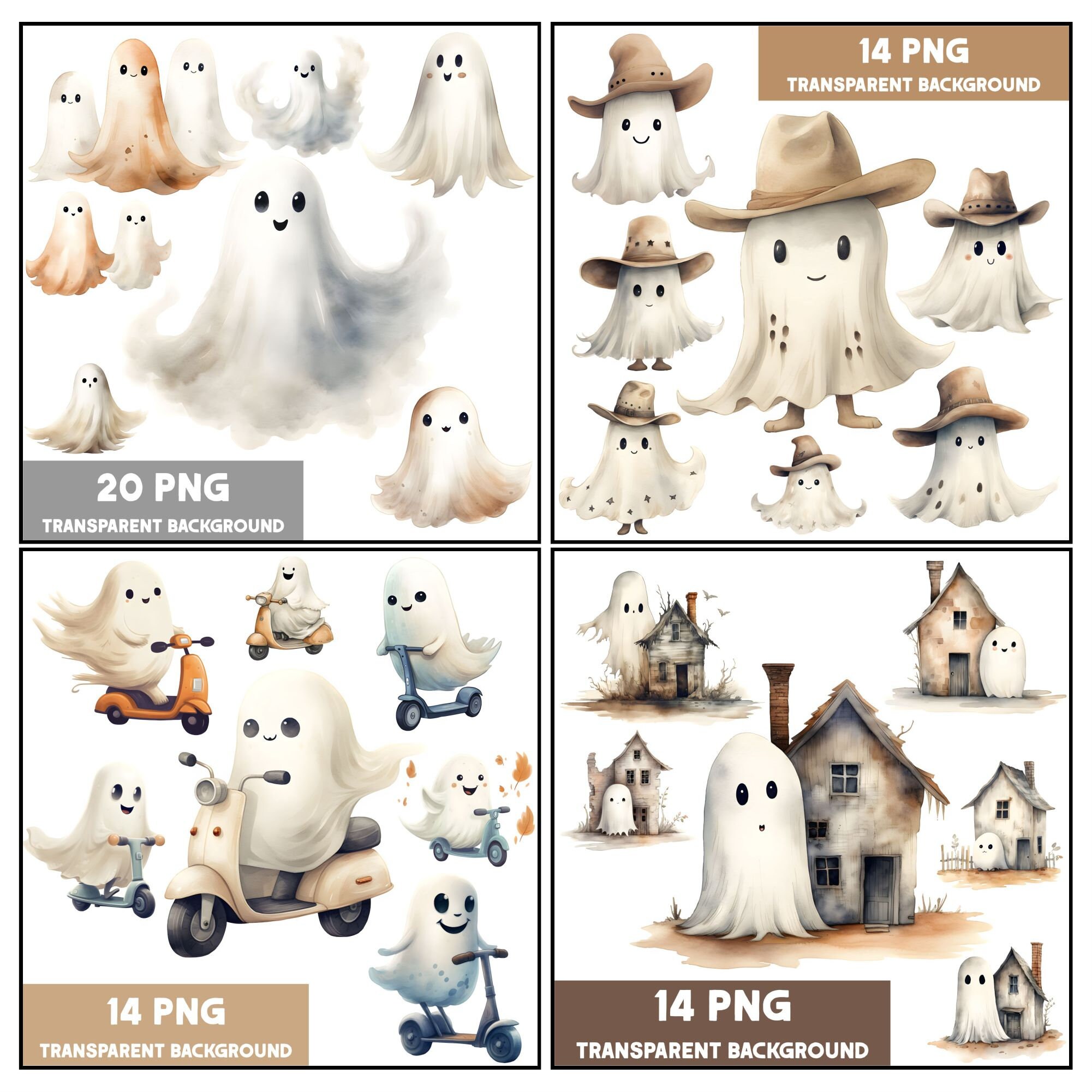 Mega Bundle Ghost Clipart Ghost Png Halloween Clipart - Etsy