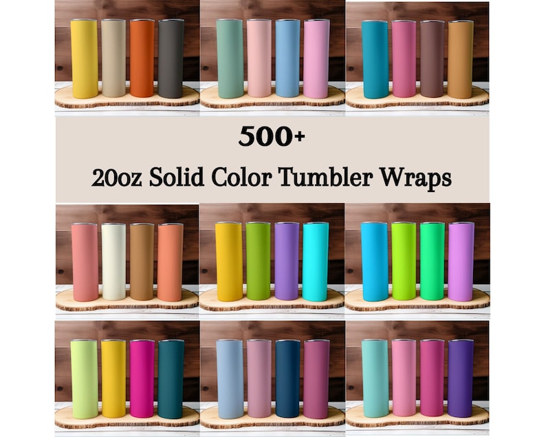 500+ Solid Color 20oz Tumbler Wrap Bundle: Seamless PNG (digital ...