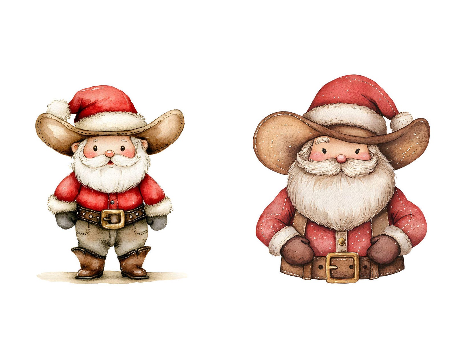 Cowboy Santa Clipart: Western Christmas 16 PNG Images (digital Download ...