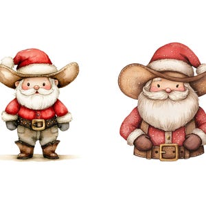 Cowboy Santa Clipart: Western Christmas 16 PNG Images (digital Download ...